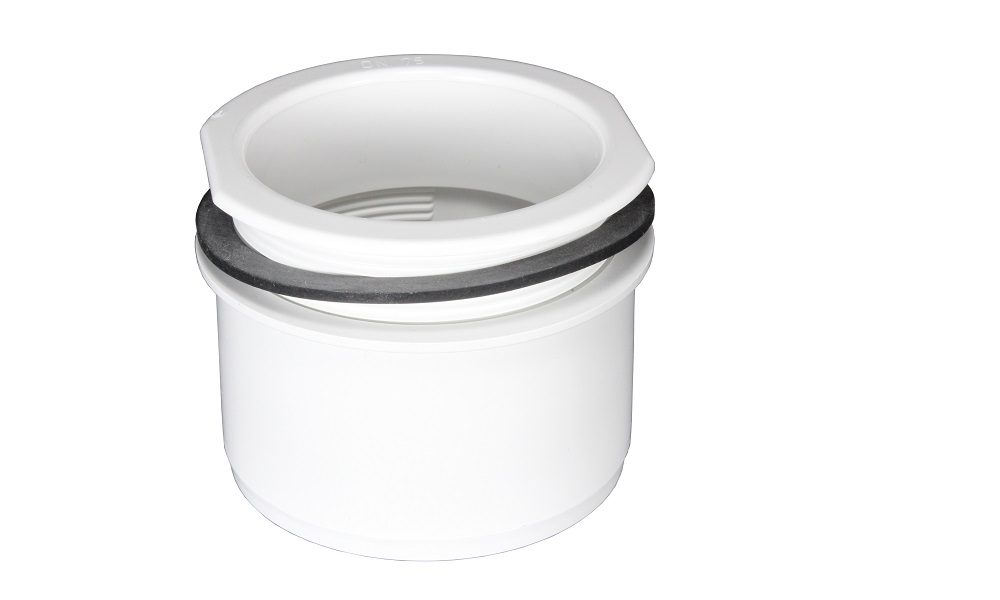 Schroefmof, wit, PVC, DN 75