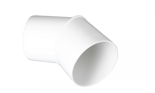 Pijpbocht, wit, PVC, DN 75, 45°