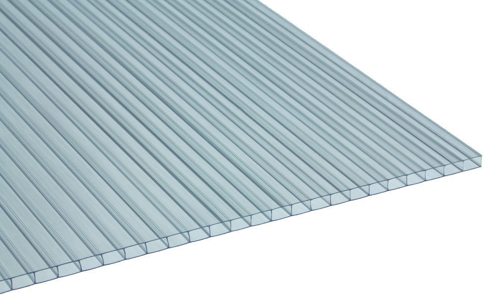4/4,5 mm kanaalplaat, polycarbonaat, glashelder, 2-voudig